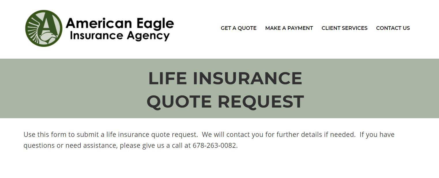 Life Insurance Quote Request | American Eagle Insurance Agency, Atlanta GA