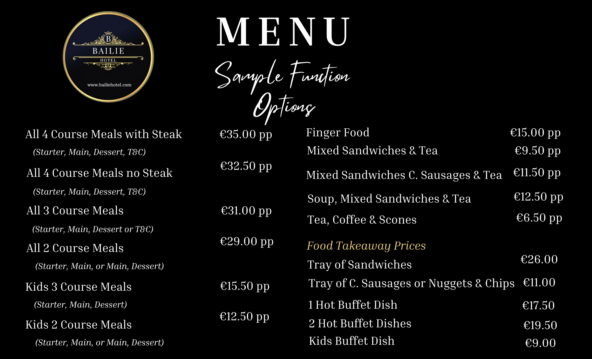 Book a function at the Bailie - The Bailie Hotel, Bailieborough, Co. Cavan