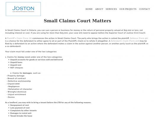 Joston - Small Claims Matters