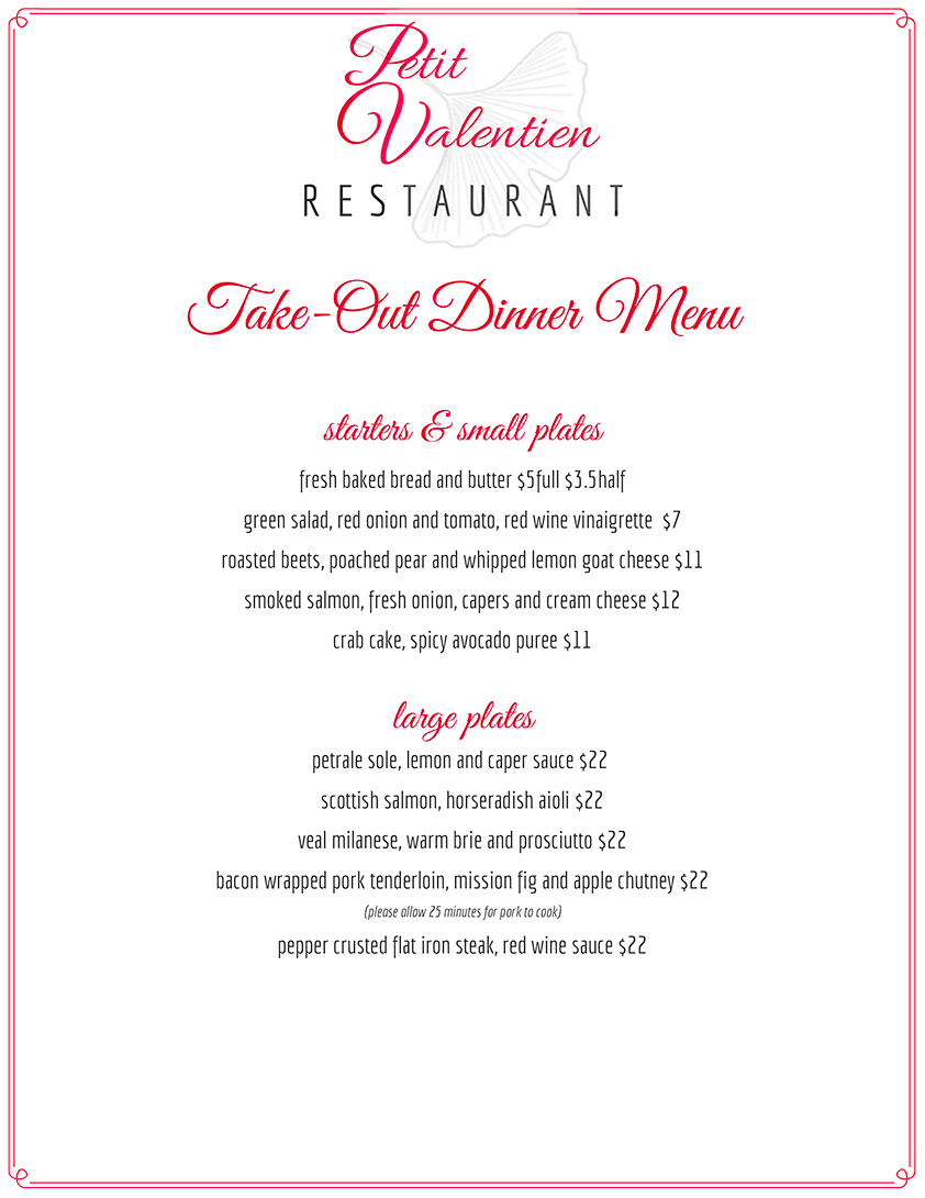 Menu | Petit Valentien